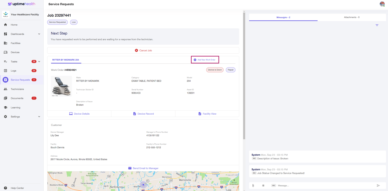How do I add a work order to an open job?