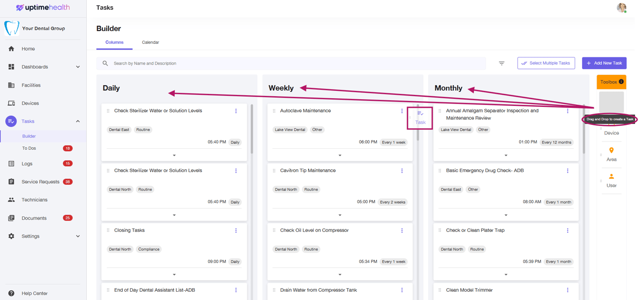 How do I create a task with a Log?