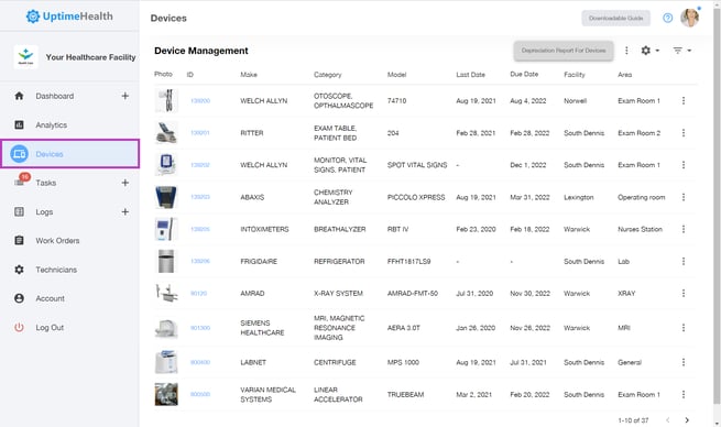 How do I download a list of my devices?