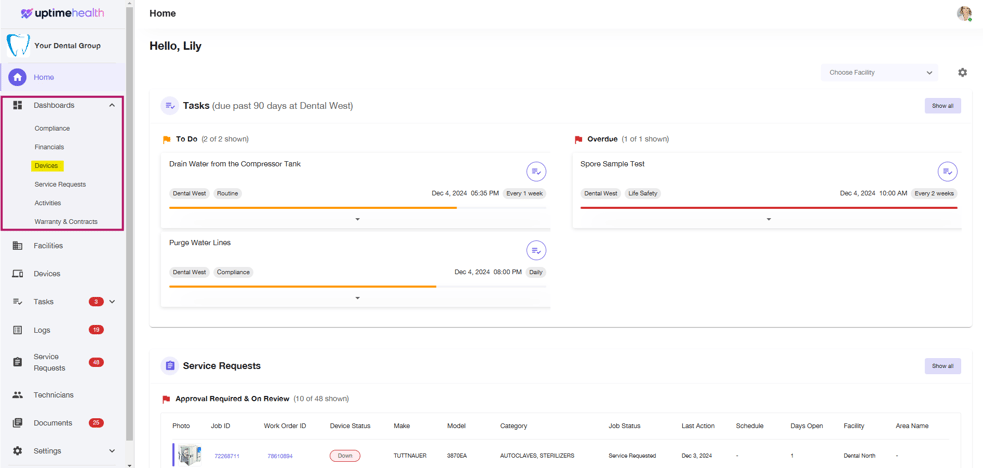 How do I download a list of my devices?