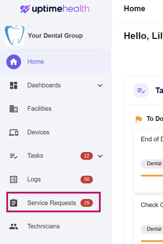 What is the "Service Requests" section?